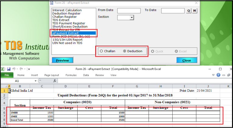 MIS Reports under Form 26Q – Part 2 of Saral TDS